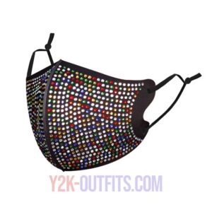 Y2K Shiny Crystal Face Mask | Y2K Outfits